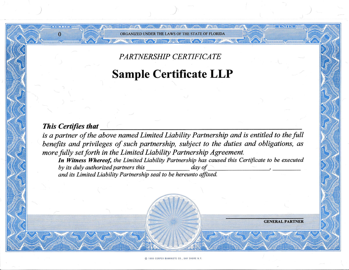 Blank LP Certificates - Set of 100 – Stock Certificates